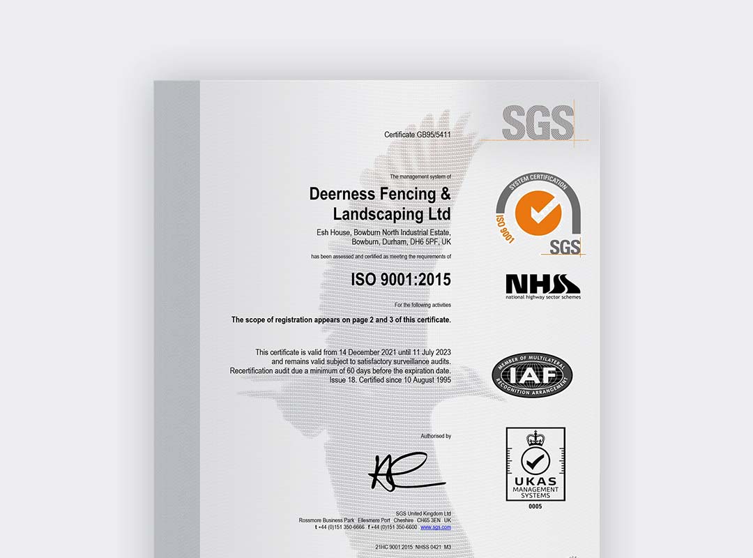 ISO 9001 - Deerness Fencing & Landscaping Ltd